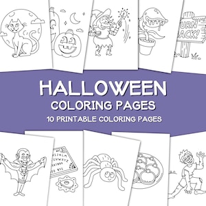 Cute Halloween Coloring Pages | 10 Printable Easy Designs (PDF) - Etsy