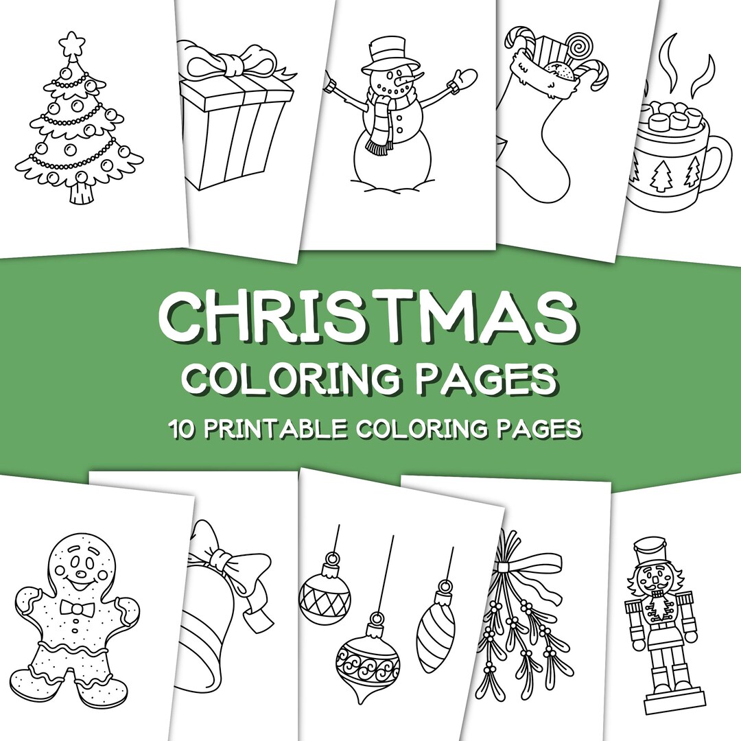 Christmas Coloring Pages: 10 Holiday Illustrations (letter & A4 PDF) - Etsy