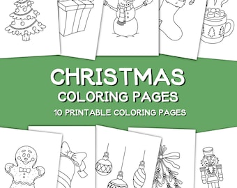 Christmas Coloring Pages: 10 Holiday Illustrations (letter & A4 PDF) - Etsy