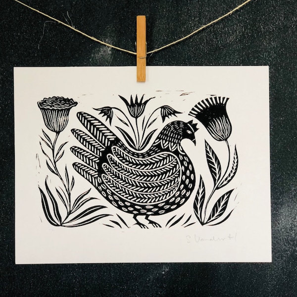 Linocut Folk Art - Etsy