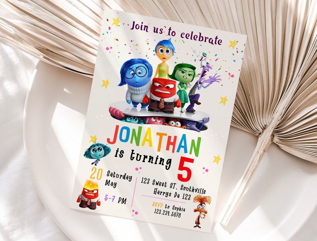 Editable Inside Out Birthday Invitation Template, Printable Birthday ...