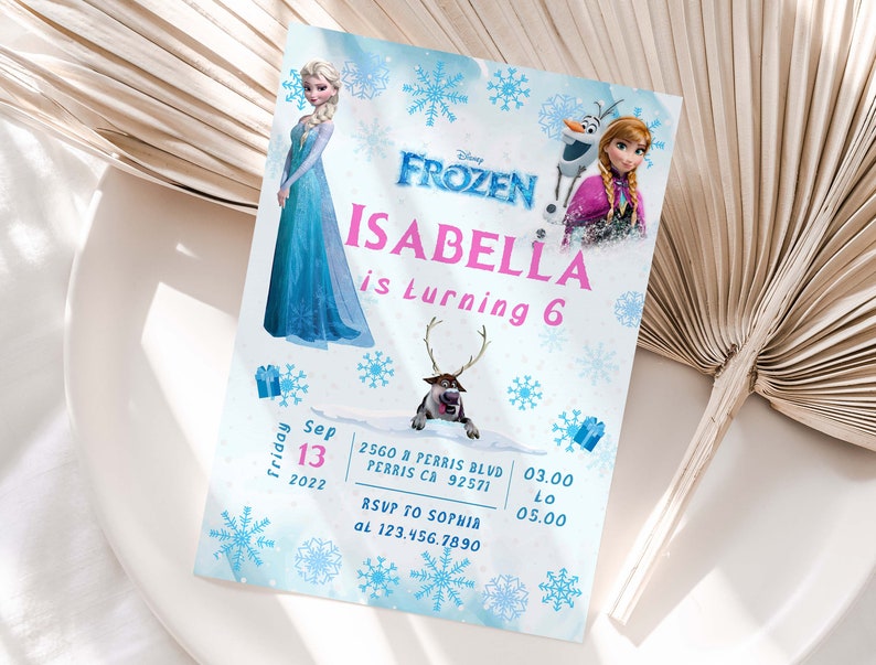 Editable Frozen Birthday Invitation Template, Printable Birthday Party ...
