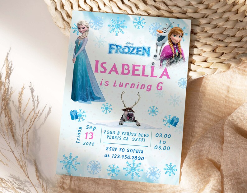 Editable Frozen Birthday Invitation Template, Printable Birthday Party ...