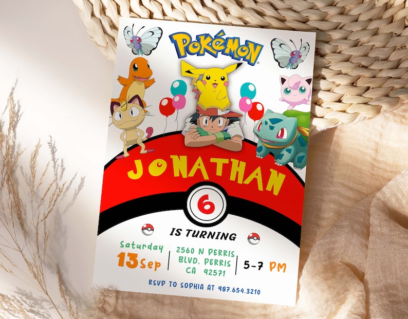 Editable Pokemon Birthday Invitation Template (digital) - Etsy