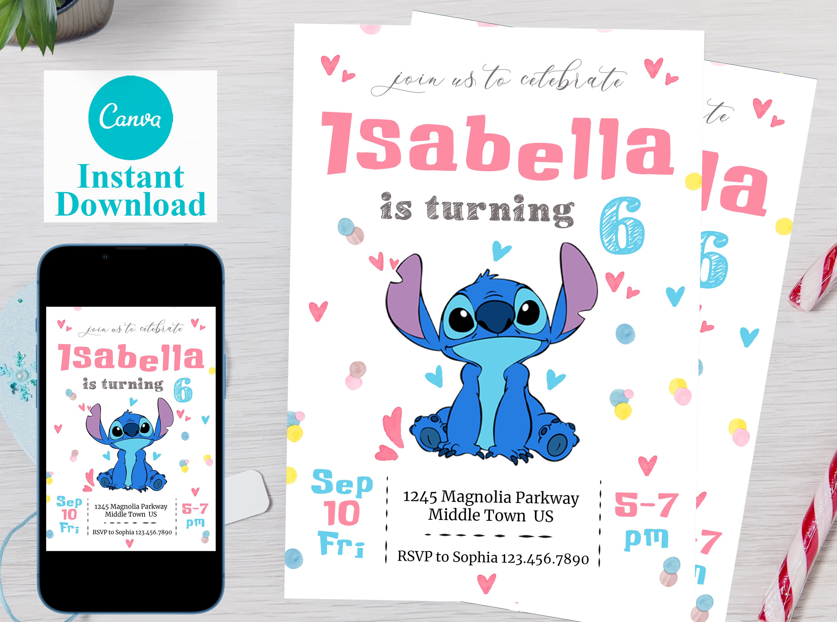 Editable Stitch Birthday Invitation Template, Printable Birthday Party ...