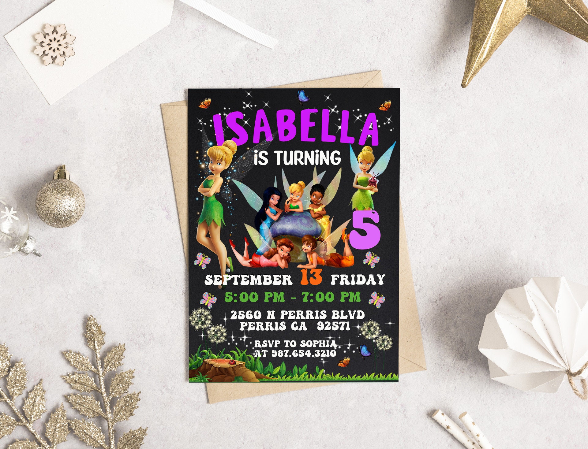 Editable Tinkerbell Birthday Invitation Template Printable Birthday