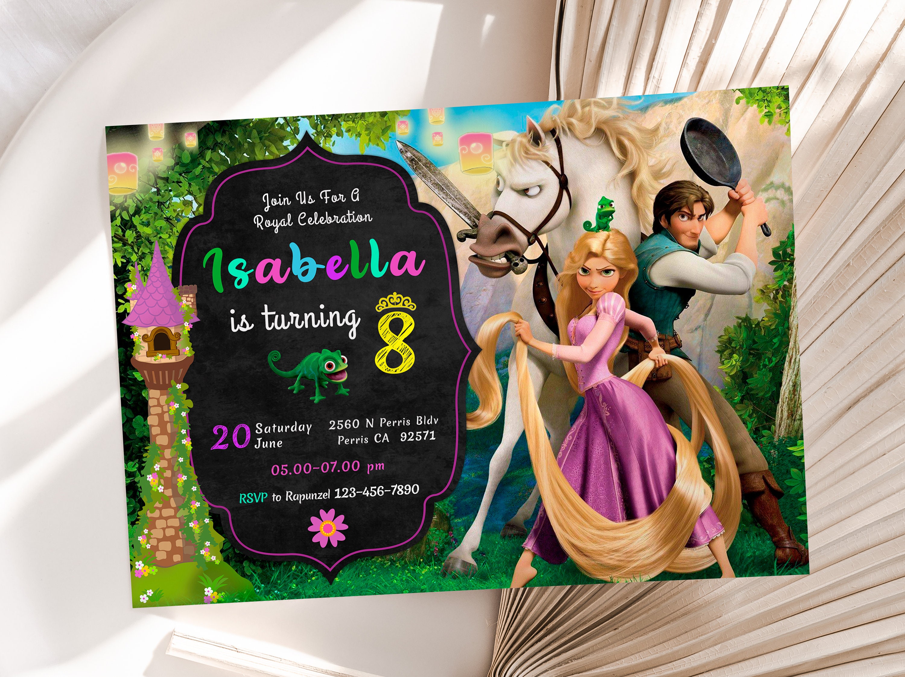 Editable Rapunzel Birthday Invitation Template, Printable Birthday ...