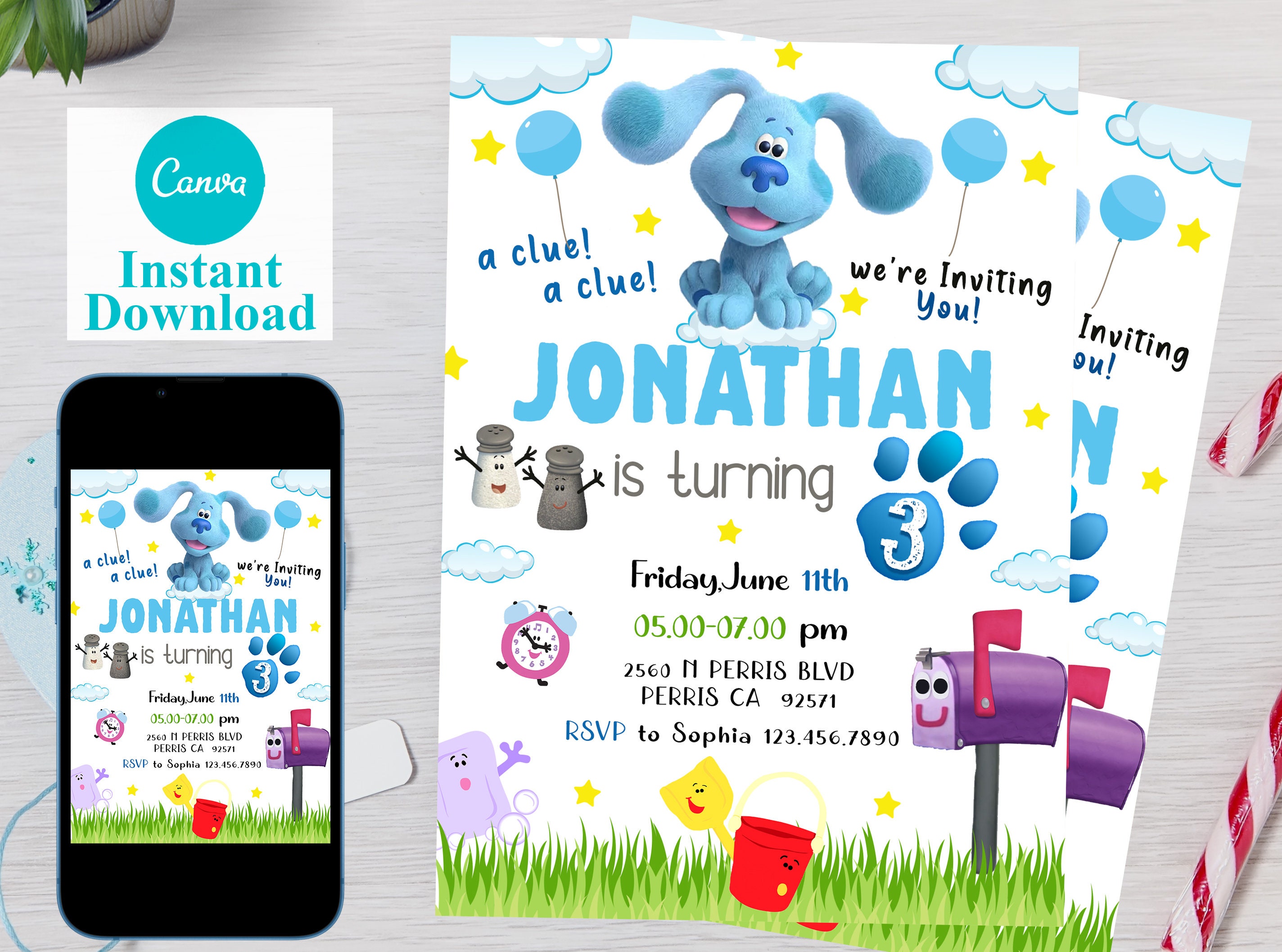 Editable Blues Clues Birthday Invitation Template, Printable Birthday ...