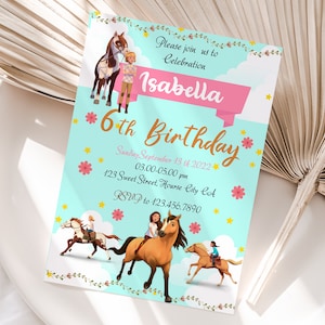 Editable Sprit Riding Free Birthday Invitation Template, Printable ...