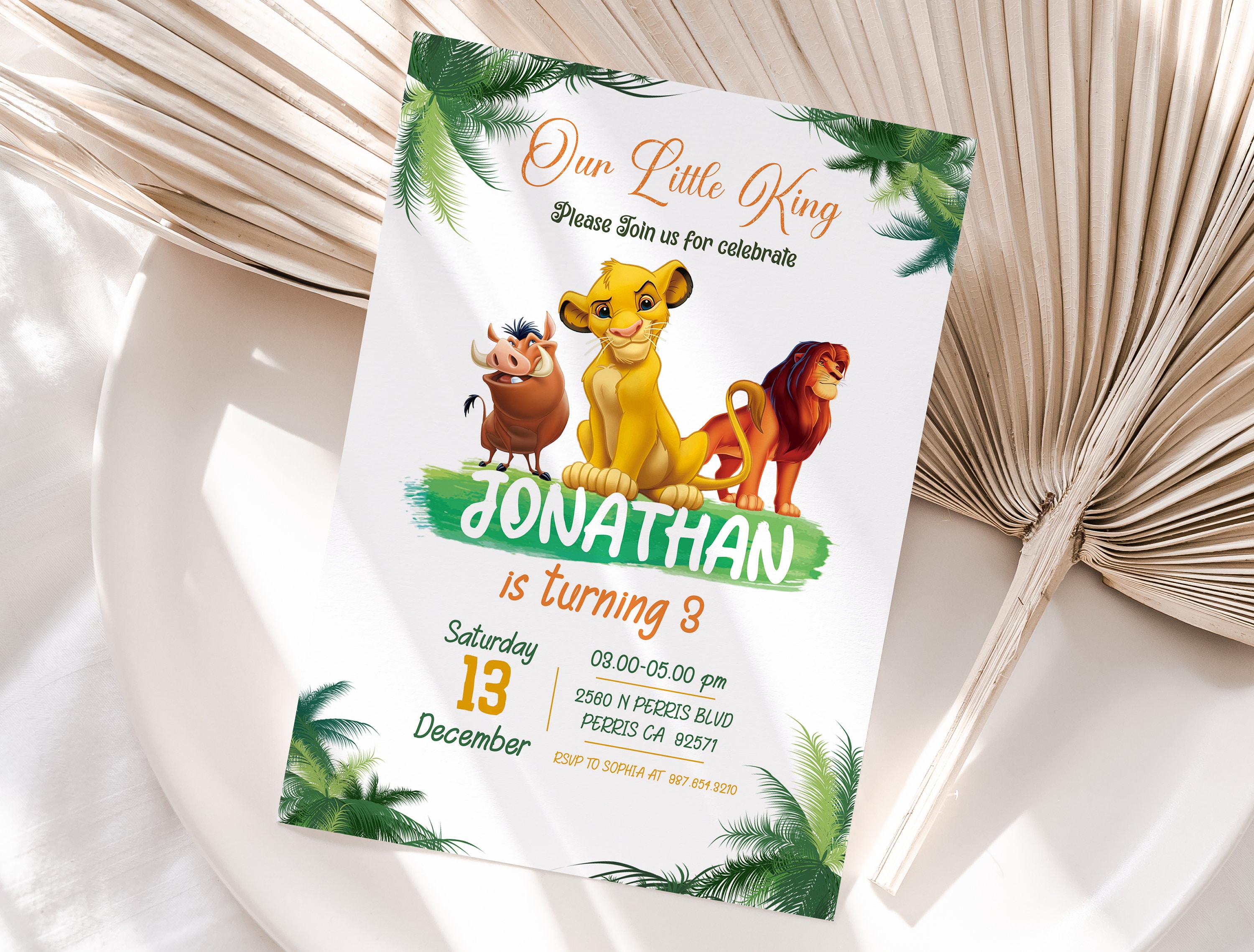 Plantilla editable de invitación de cumpleaños de El Rey León ...