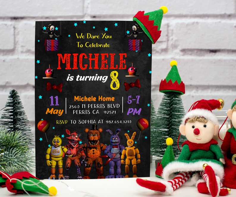 Editable Five Nights at Freddys Birthday Invitation Template, Printable ...