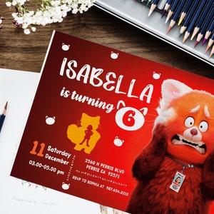 Editable Turning Red Birthday Invitation Template, Printable Birthday ...