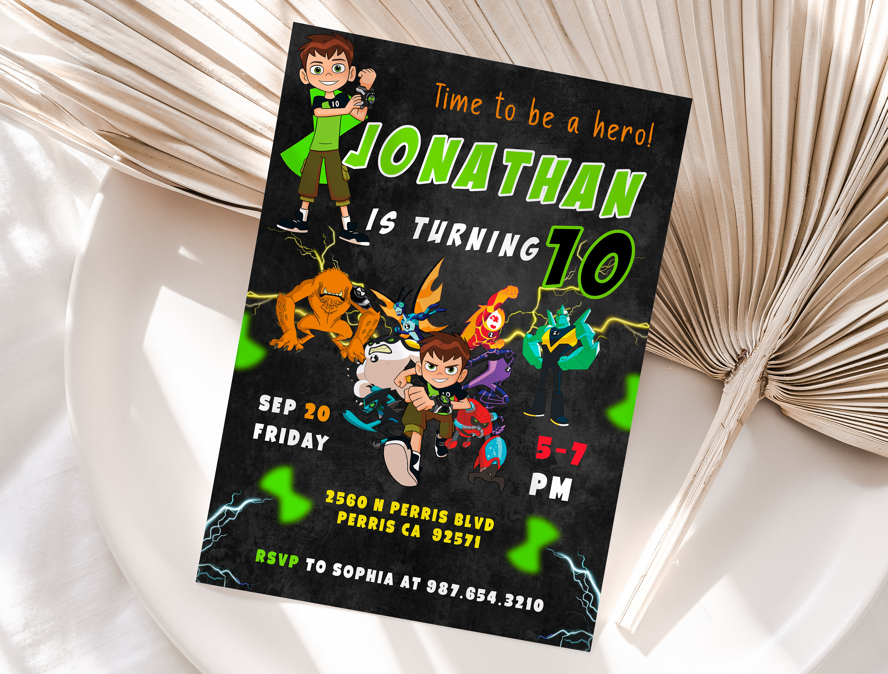 Editable Ben 10 Birthday Invitation Template, Printable Ben10 Birthday ...