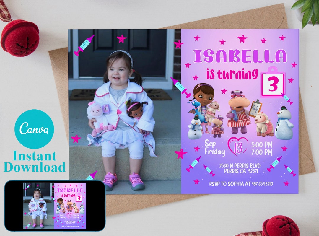 Editable Doc Mcstuffins Birthday Invitation Template (digital) - Etsy