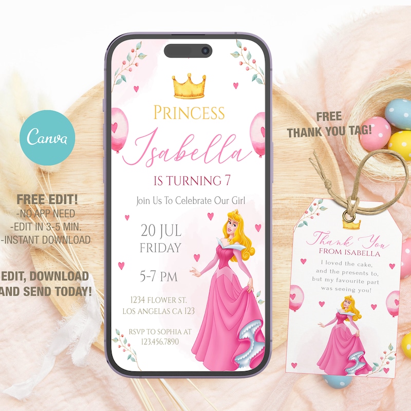 Evite Princess Card - Etsy