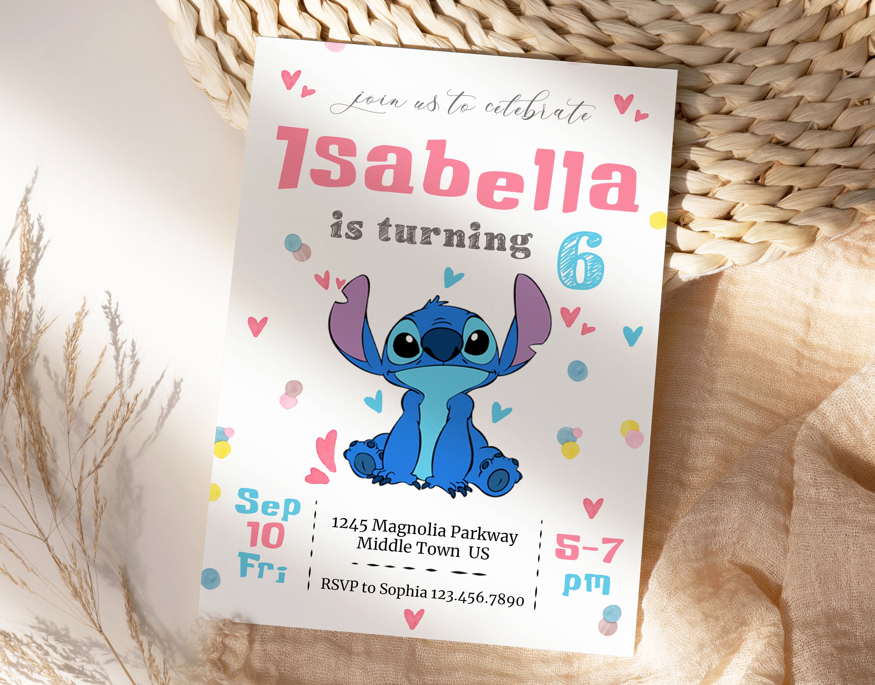 Editable Stitch Birthday Invitation Template, Printable Birthday Party ...