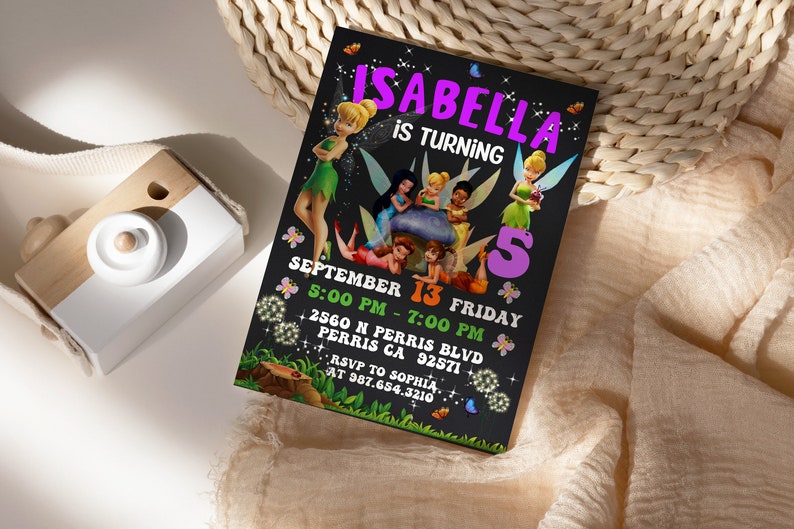 Plantilla editable de invitación de cumpleaños de Tinkerbell ...