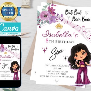 Editable Selena Birthday Invitation Template, Printable Birthday Party ...
