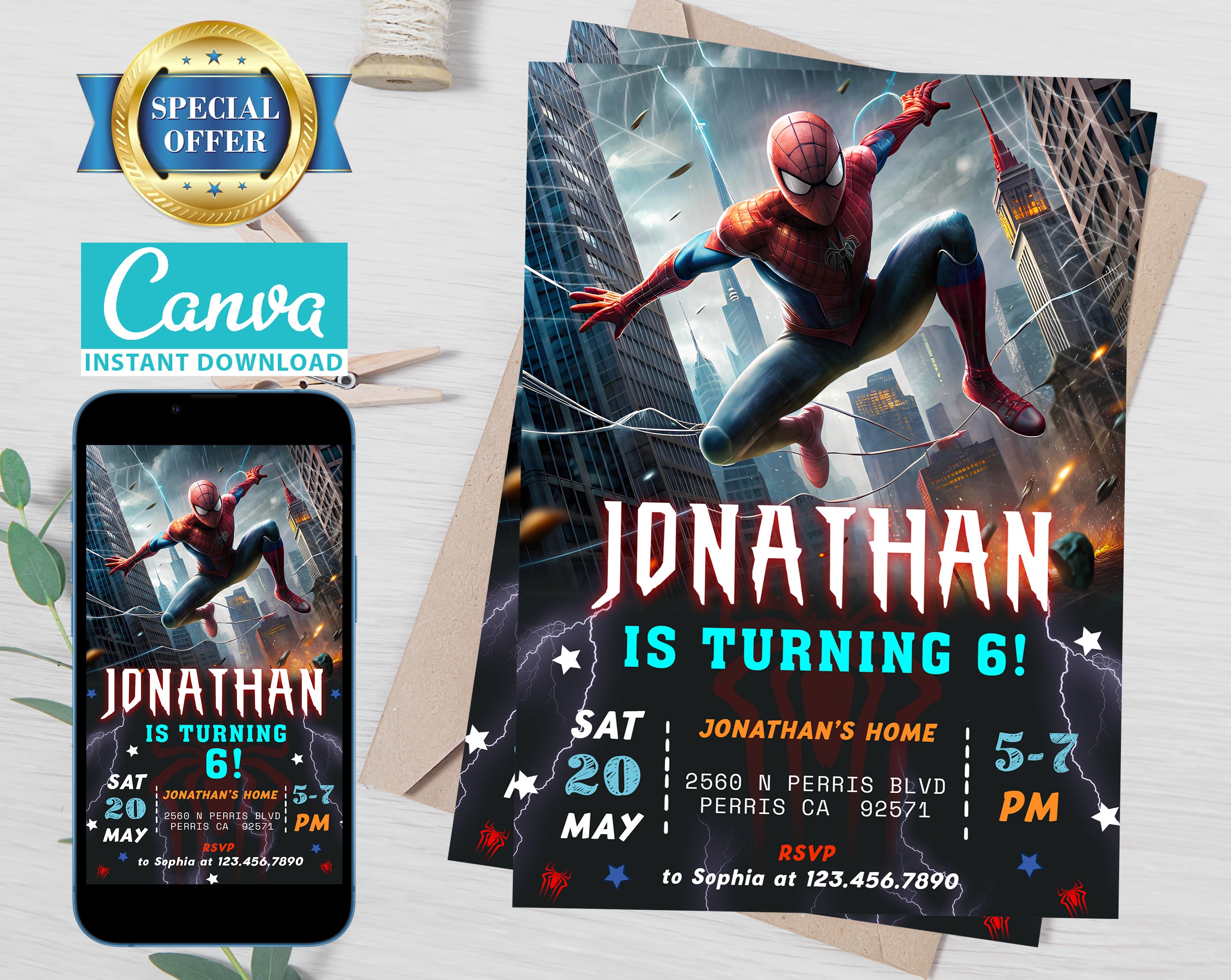 Editable Mobile Birthday Invitation Template, Birthday Party ...