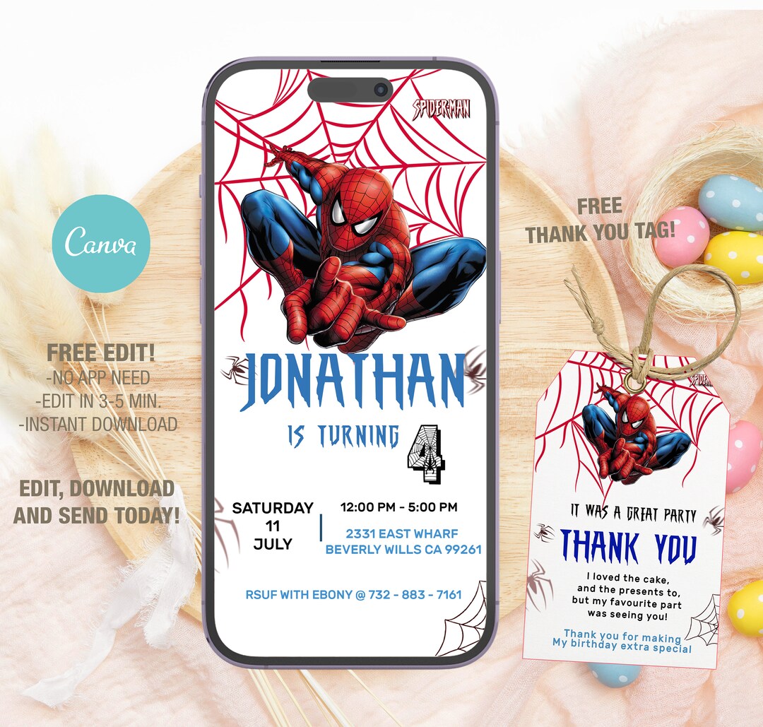 Editable Mobile Birthday Invitation Template, Birthday Party ...
