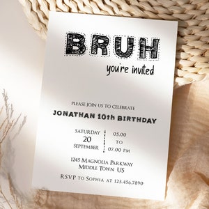 Editable Bruh Birthday Invitation Template, Bday Party Invite (digital ...