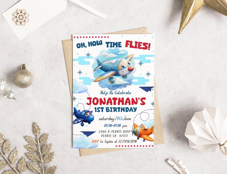 Airplane Birthday Invitation Template, Printable Birthday Party ...