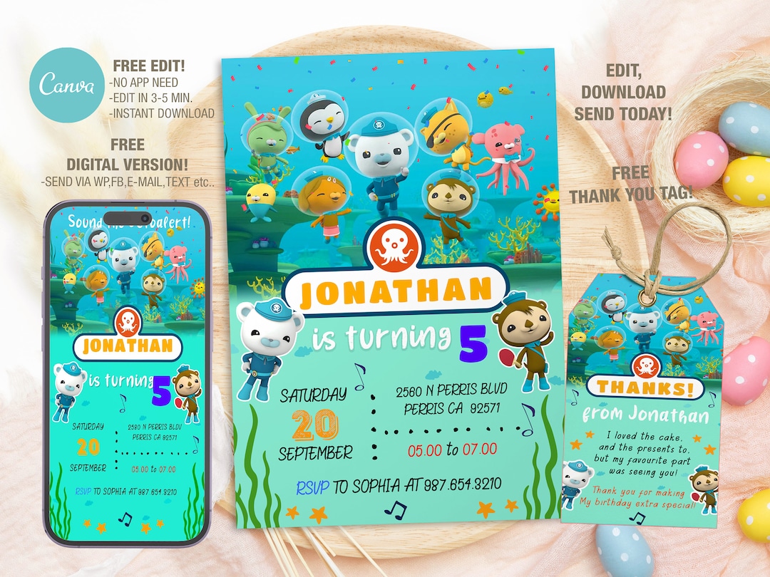 Editable the Octonauts Birthday Invitation Template, Printable Birthday ...