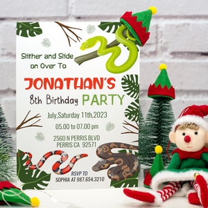 Editable Snake Birthday Invitation Template, Printable Birthday Party ...