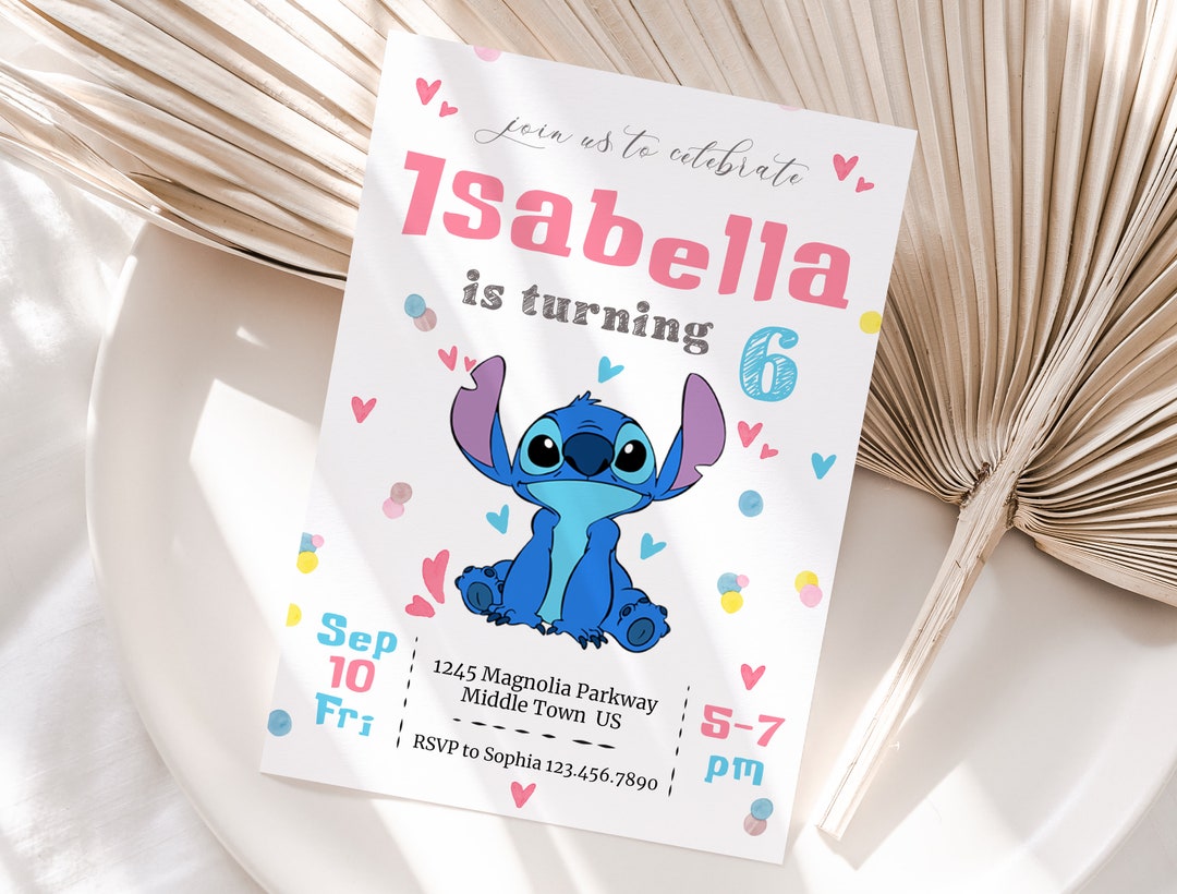 Editable Stitch Birthday Invitation Template, Printable Birthday Party ...