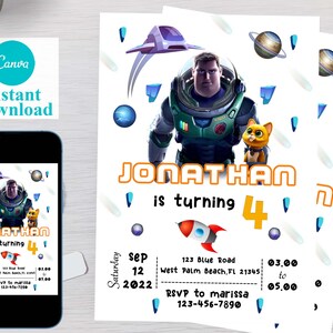 Editable Buzz Lightyear Birthday Invitation Template (digital) - Etsy