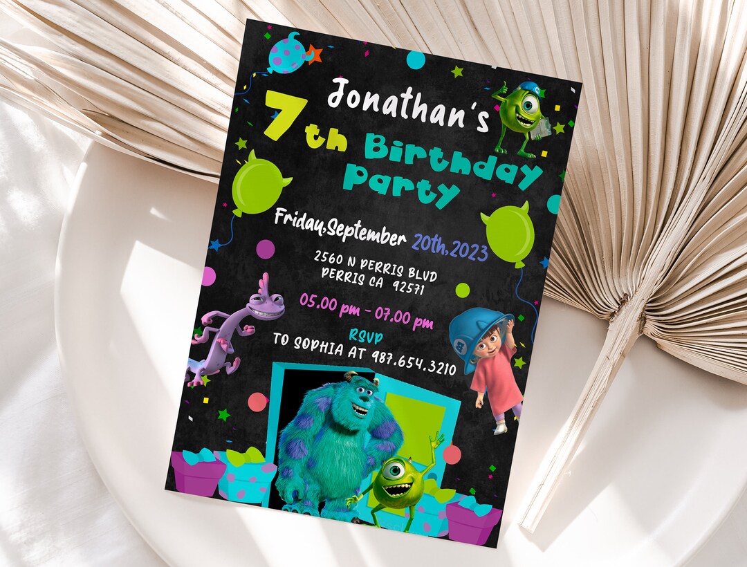 Editable Monsters Inc Birthday Invitation Template (digital) - Etsy