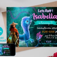 Raya and the Last Dragon Invitation Raya Invitation Raya Birthday Party ...