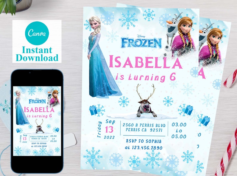 Editable Frozen Birthday Invitation Template, Printable Birthday Party ...