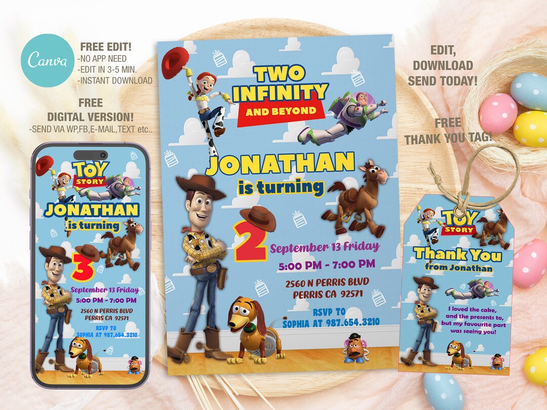 Editable Two Infinity and Beyond Birthday Invitation, Printable ...