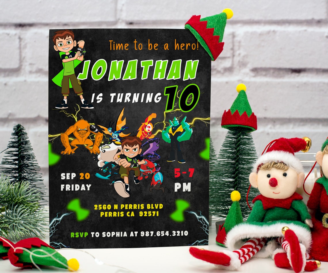 Editable Ben 10 Birthday Invitation Template, Printable Ben10 Birthday ...