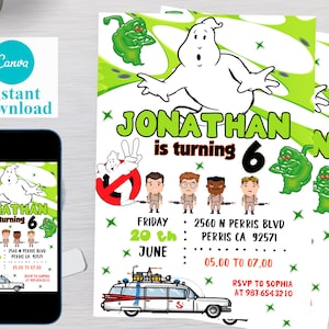 Editable Ghostbusters Birthday Invitation Template, Printable Birthday ...
