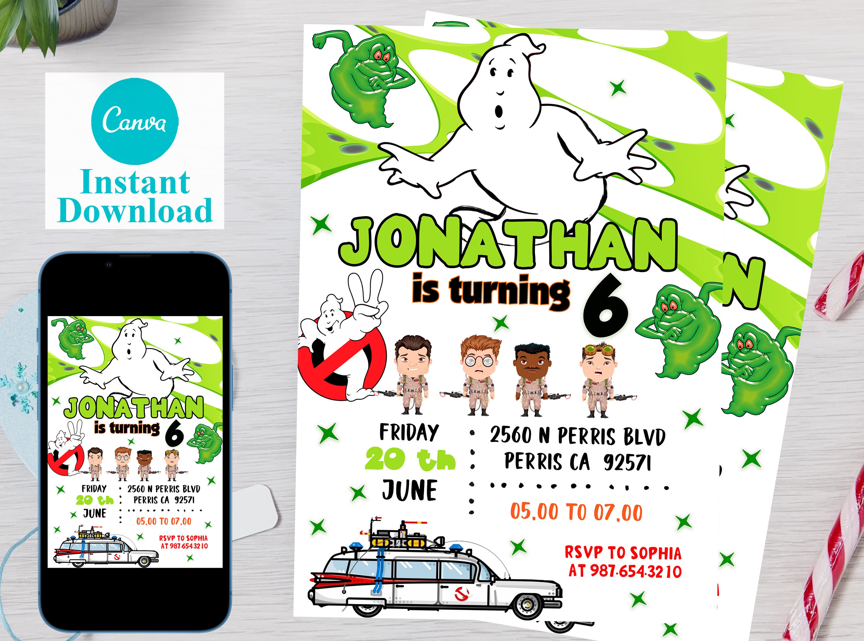 Editable Ghostbusters Birthday Invitation Template, Printable Birthday ...