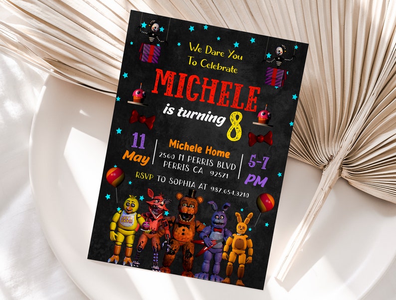 Editable Five Nights at Freddys Birthday Invitation Template, Printable ...