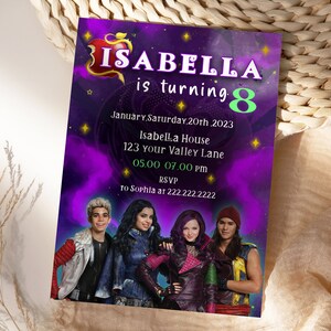 Editable Descendants Birthday Invitation Template, Printable Birthday ...