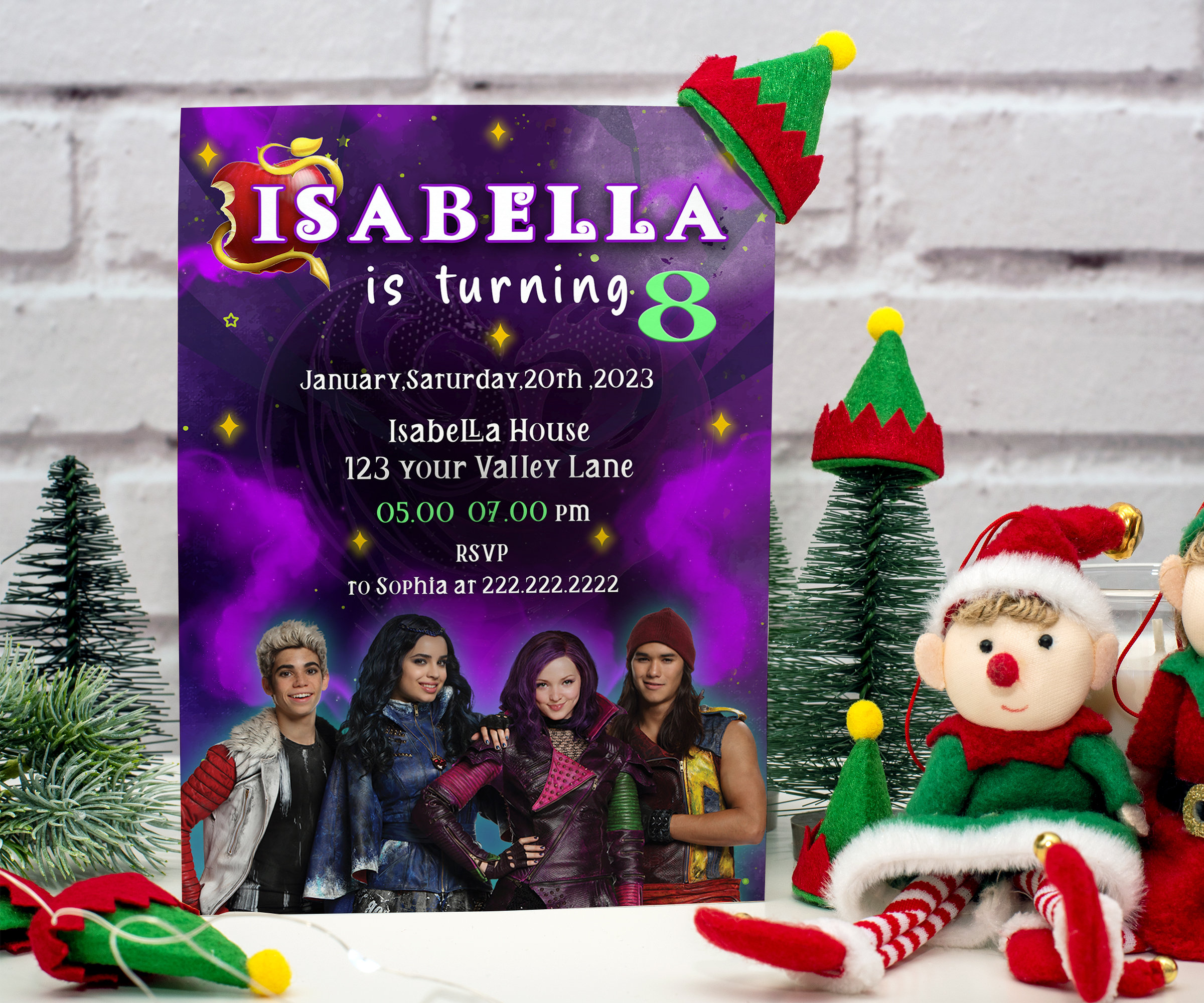 Editable Descendants Birthday Invitation Template, Printable Birthday ...