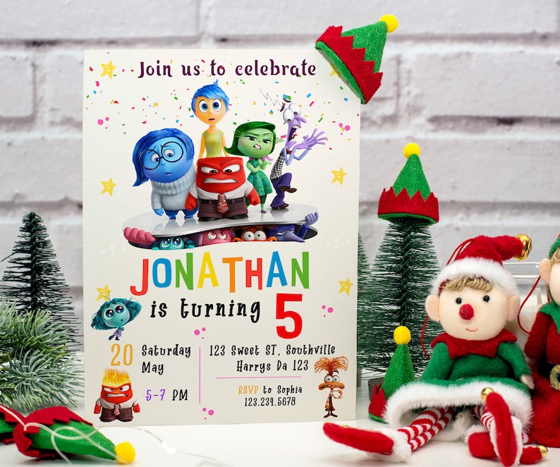 Editable Inside Out Birthday Invitation Template, Printable Birthday ...