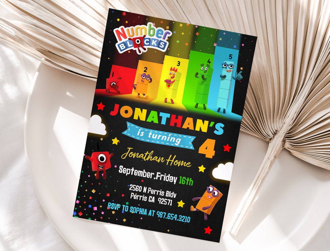 Editable Numberblocks Birthday Invitation, Printable Birthday Party ...