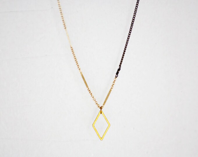 Diamond Shaped Necklace - Brass Chain - Gold Filled Chain - Minimalist ...