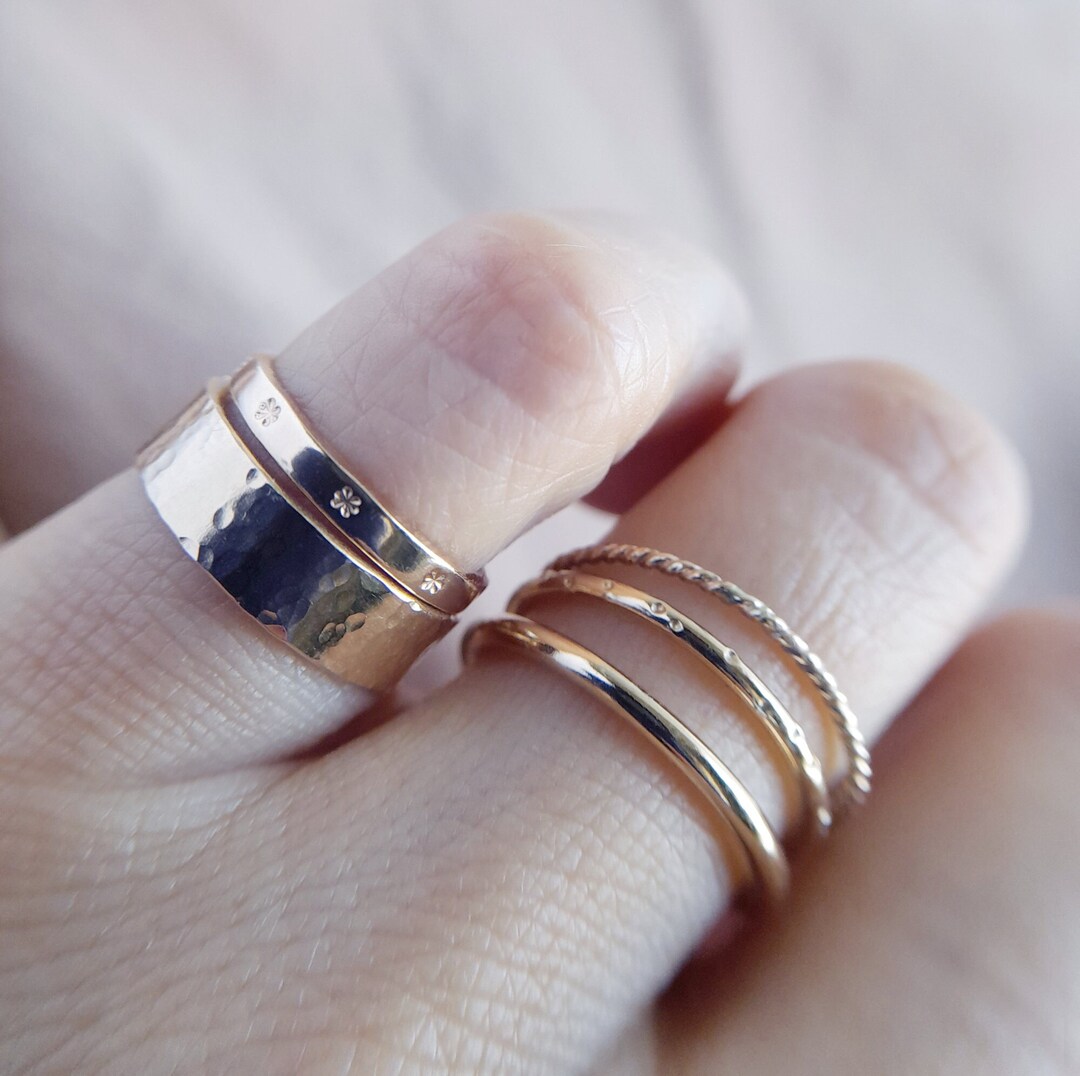 Rosette 14K Yellow Gold Star Pattern Ring, Asterisk Ring, Thin Gold ...