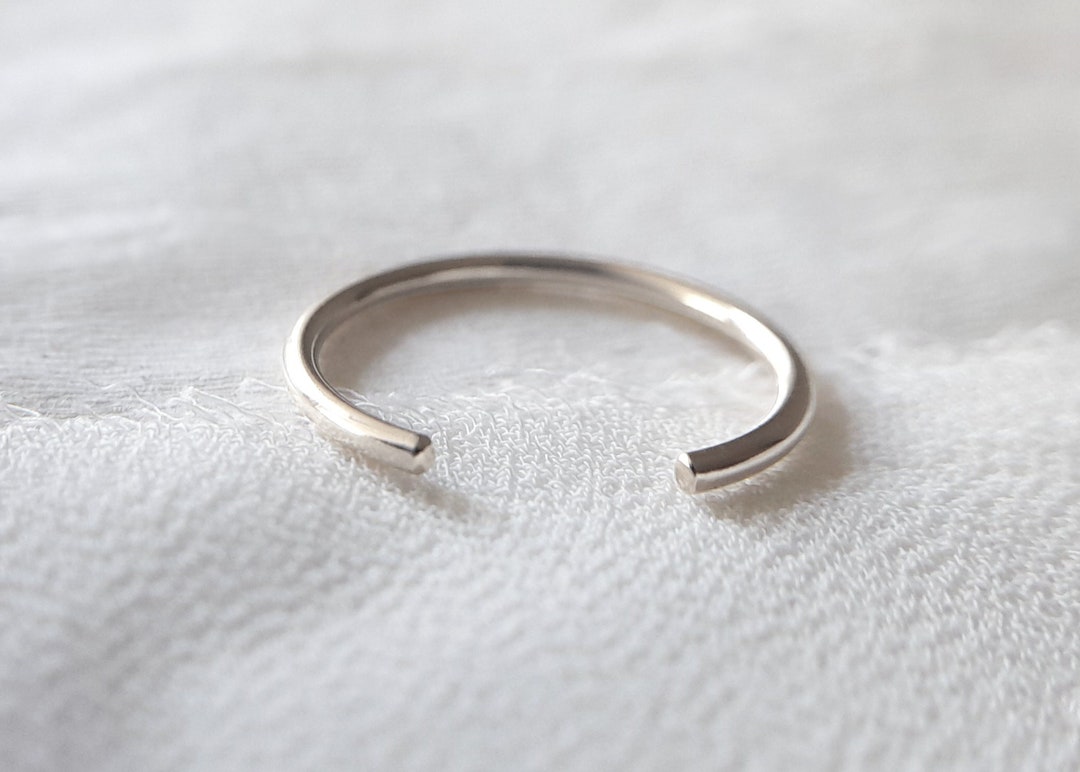 Gia 1.6mm 14K White Gold Cuff Ring, 3mm 4mm 5mm 6mm 7mm 8mm 9mm Gap ...