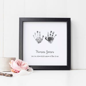 Baby Handprint Art Print, Personalized Hand Print Wall Art With Actual ...