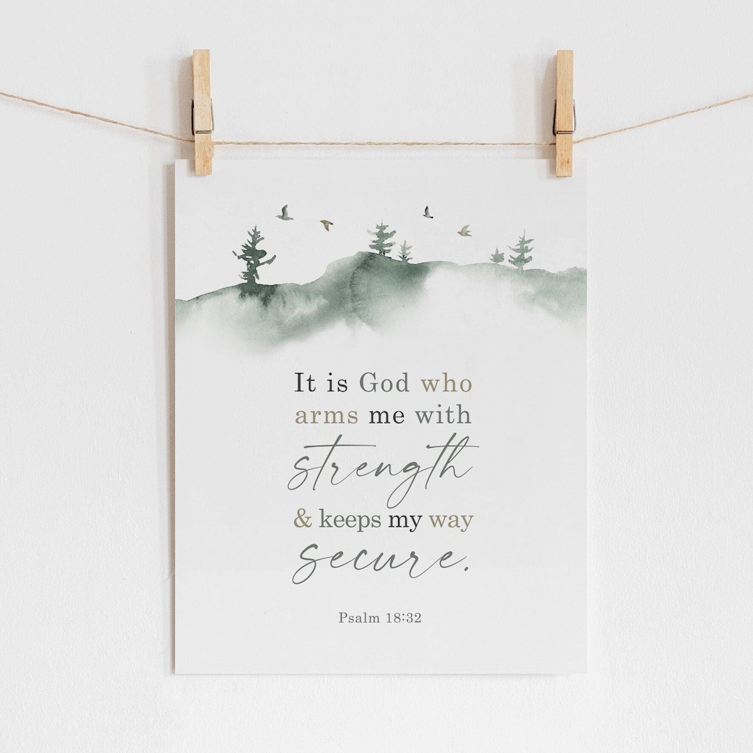 Bible Verse Art Print, Psalm 18:32, Scripture Art, Christian Gift ...