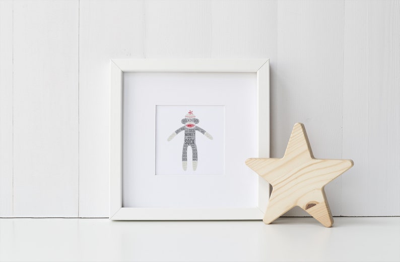 Custom Sock Monkey Nursery Art Print, Personalized Sock Monkey Nursery ...