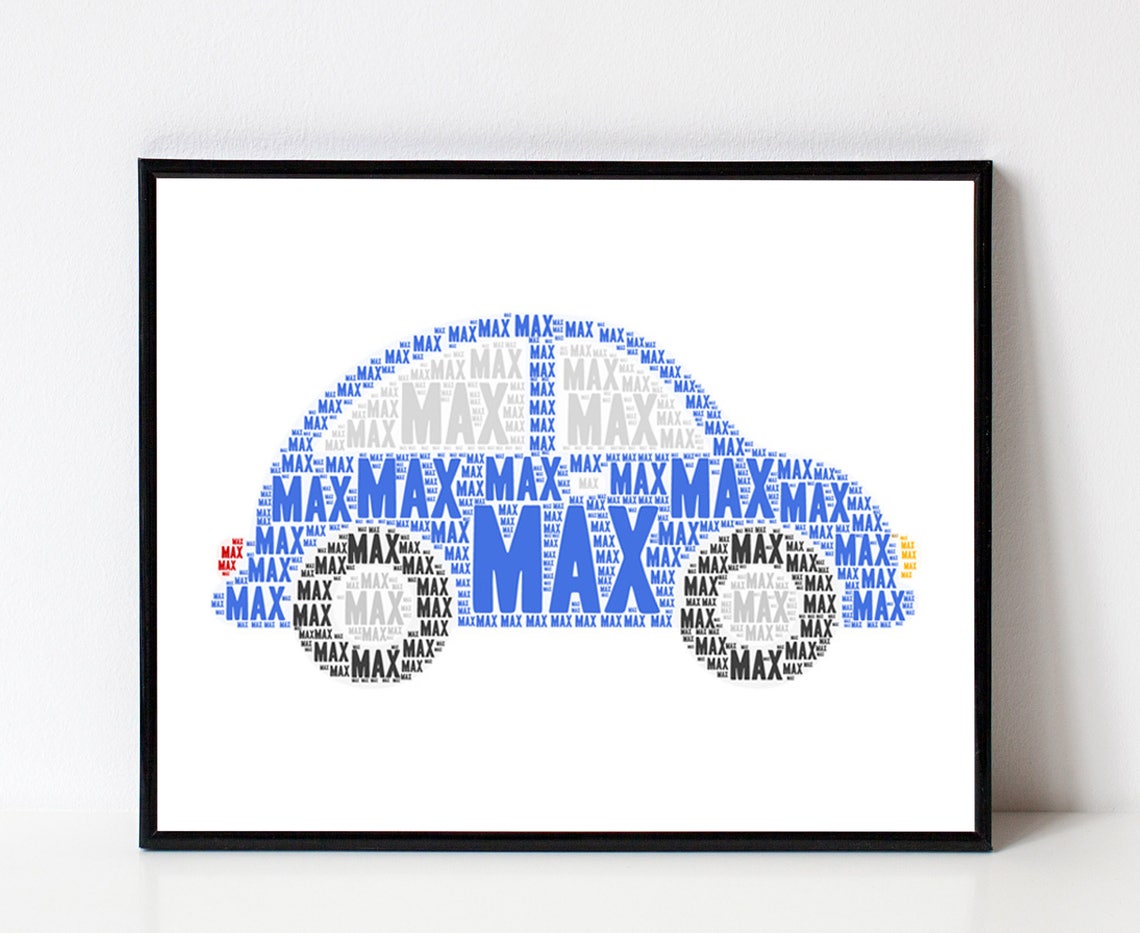 Personalized CAR Print, Boys Room Decor, Car Art for Kids Bedroom, Car ...