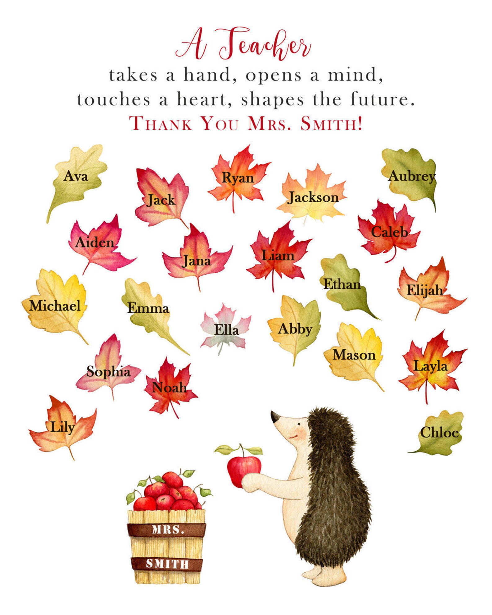 TEACHER Gift Print Personalized Sign With Student Names Year - Etsy